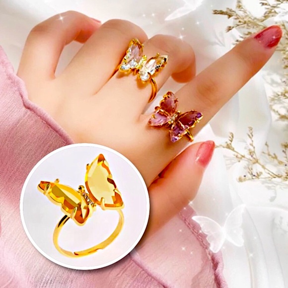 Jewelry | Yellow Butterfly Crystal Ring New | Poshmark